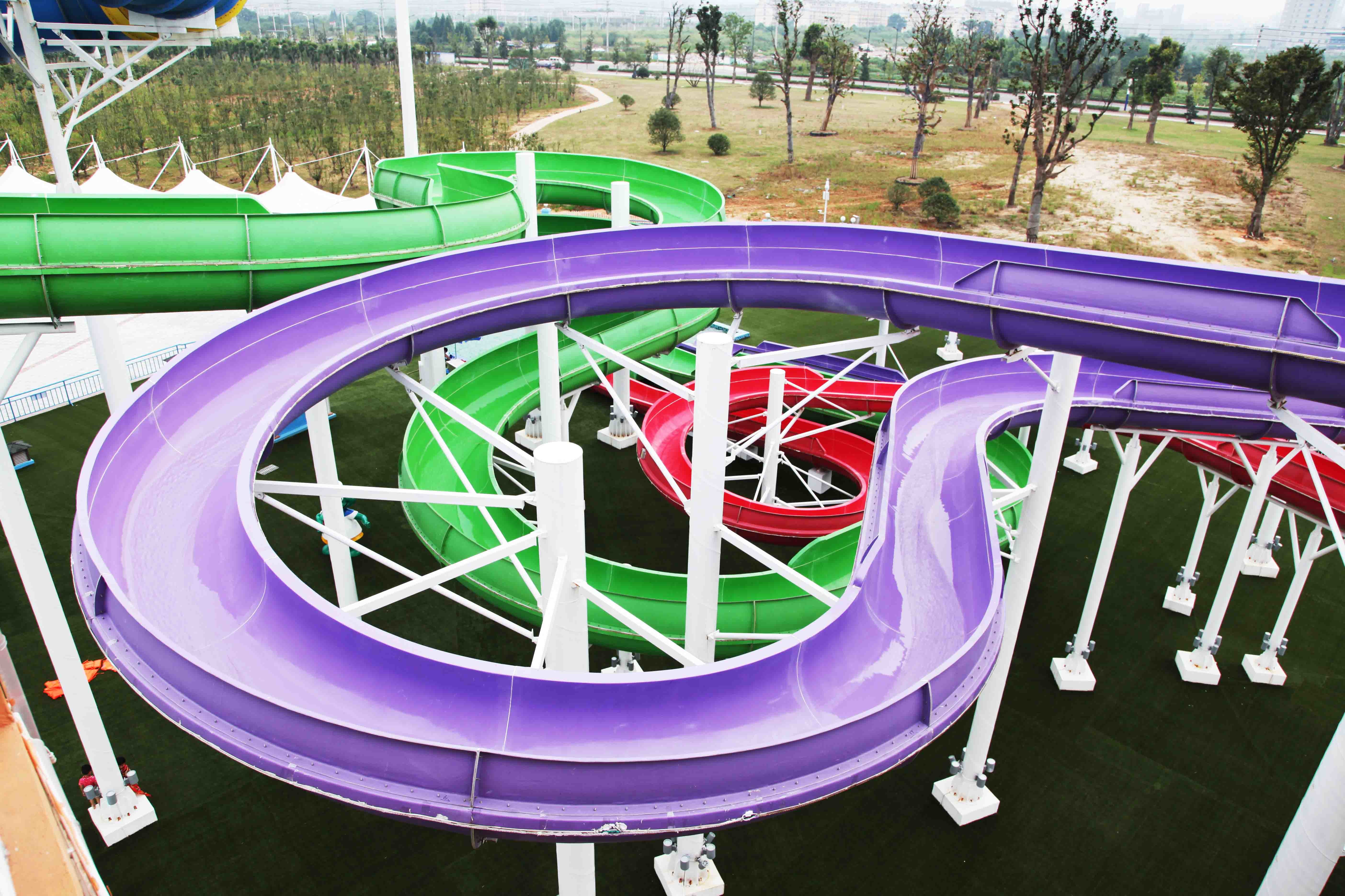 Fun Outdoor Adult Fiberglass Water Slides CE , Customized Length for ...